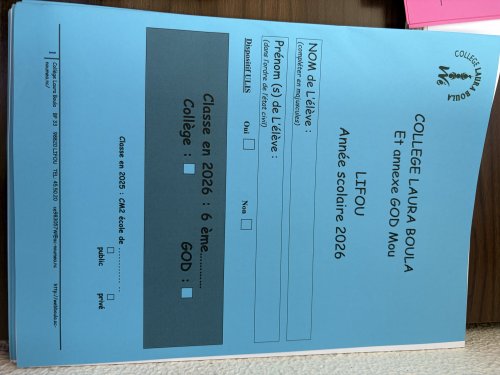 INSCRIPTION RENTREE 2026 - Collège Laura Boula - Lifou